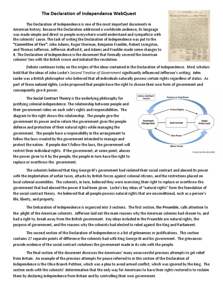 The Declaration of Independence Webquest | Download Free PDF | Natural ...