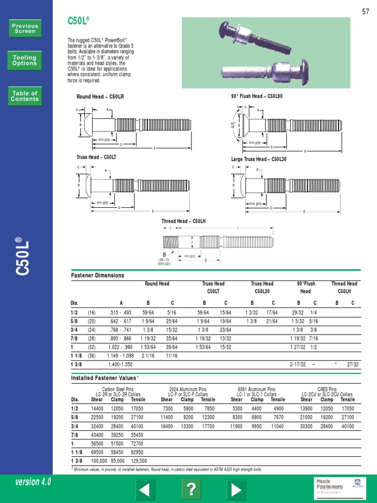 Huck C50L | PDF | Metalworking | Screw