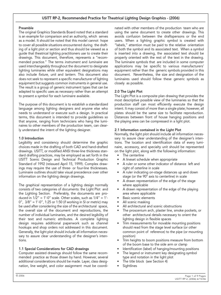 USITT Lighting Design Graphics | PDF | Drawing | Lighting