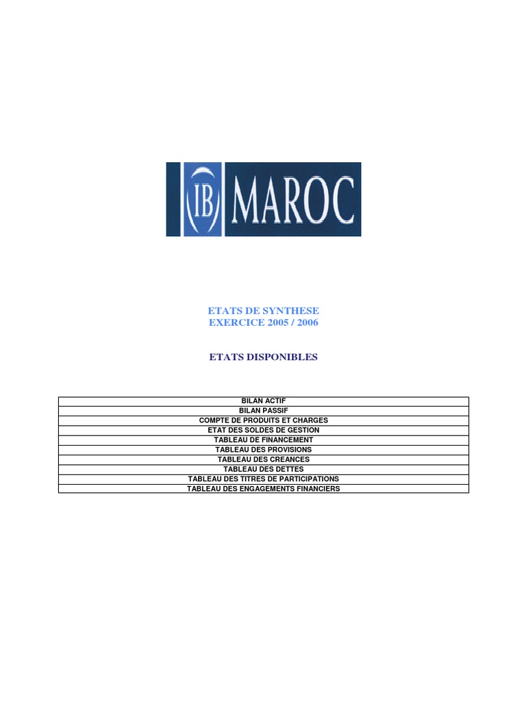 IB Maroc 2S05 PDF | PDF | Capitaux propres | Bilan comptable