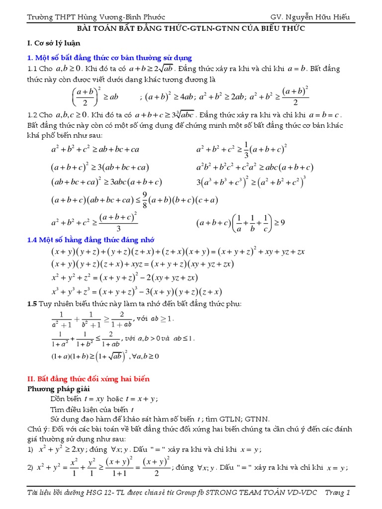 (Strong Team Toan VD VDC) Hocsinhgioi BDT Max Min 2017 2018 | PDF