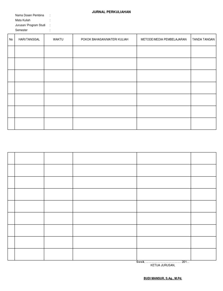 Jurnal Perkuliahan | PDF