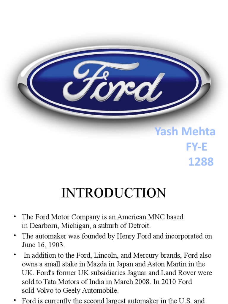 Ford's Global and Indian Journey | PDF | Ford Motor Company | Vehicle ...