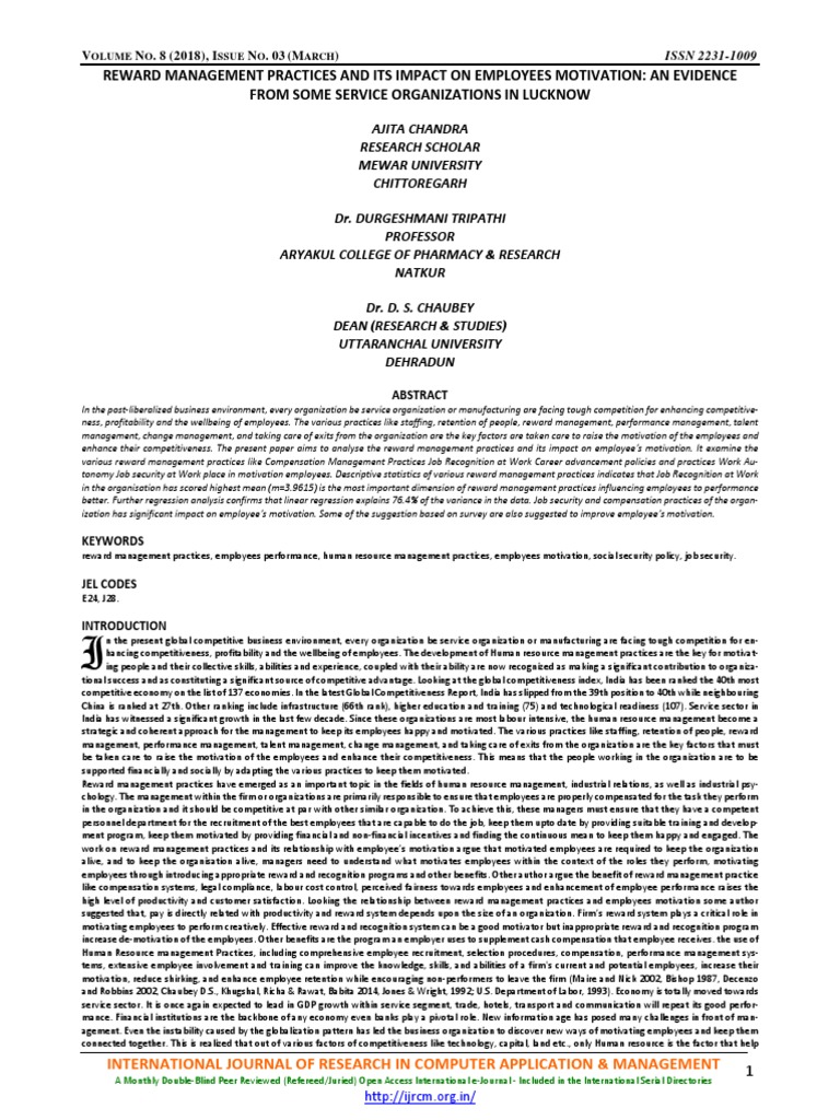 Reward Management Practices and Its Impact On Employees Motivation An Evidence | PDF | Errors ...