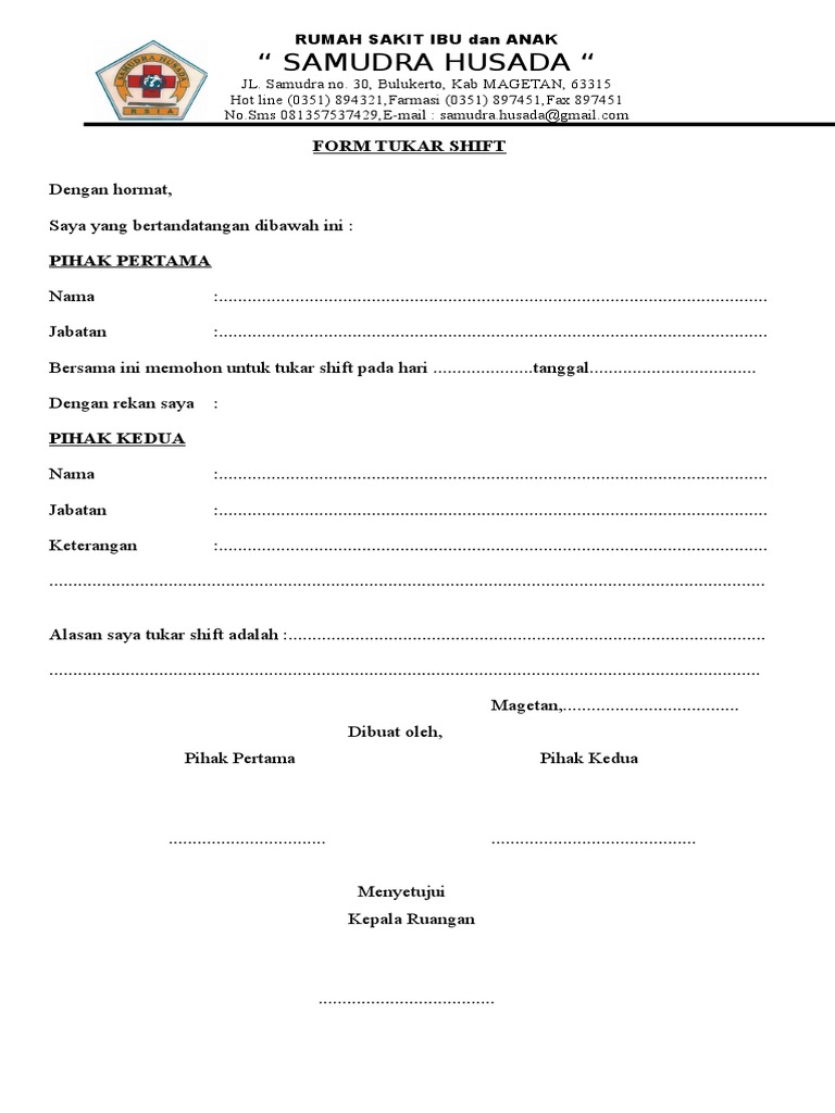 Form Tukar Shift | PDF