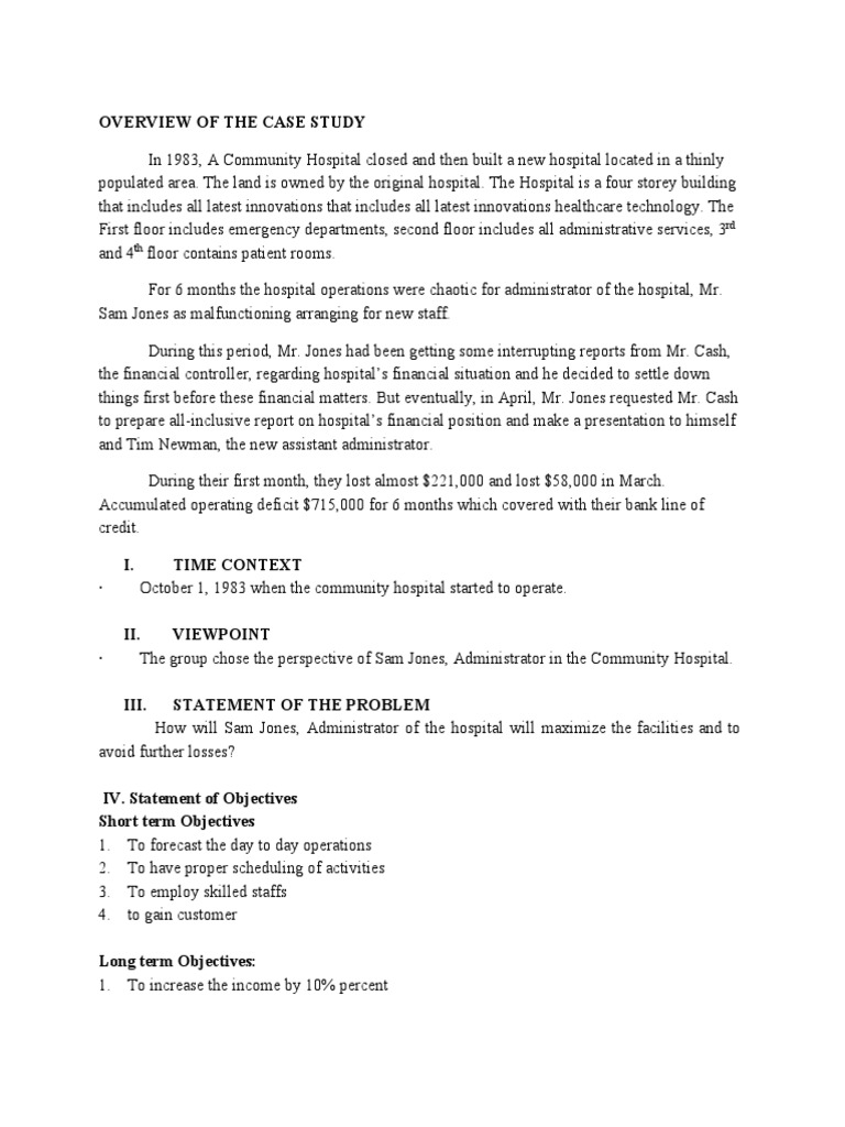 Overview of The Case Study | PDF | Hospital | Medicaid