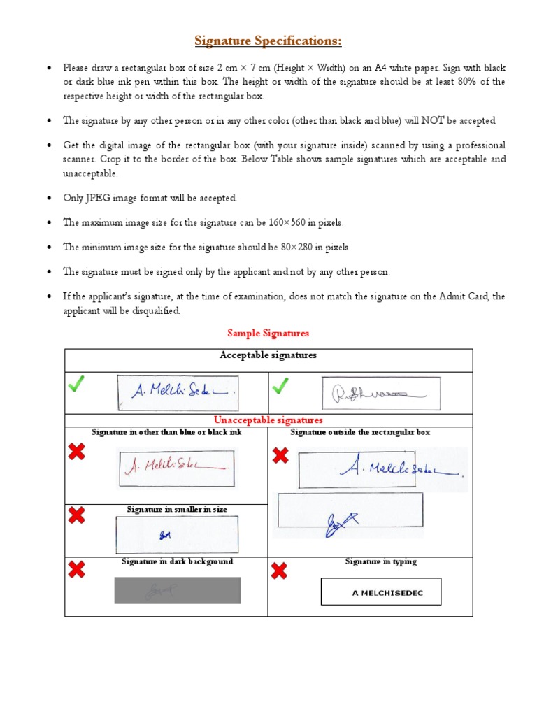 Guidelines For Signature Specifications PDF | PDF