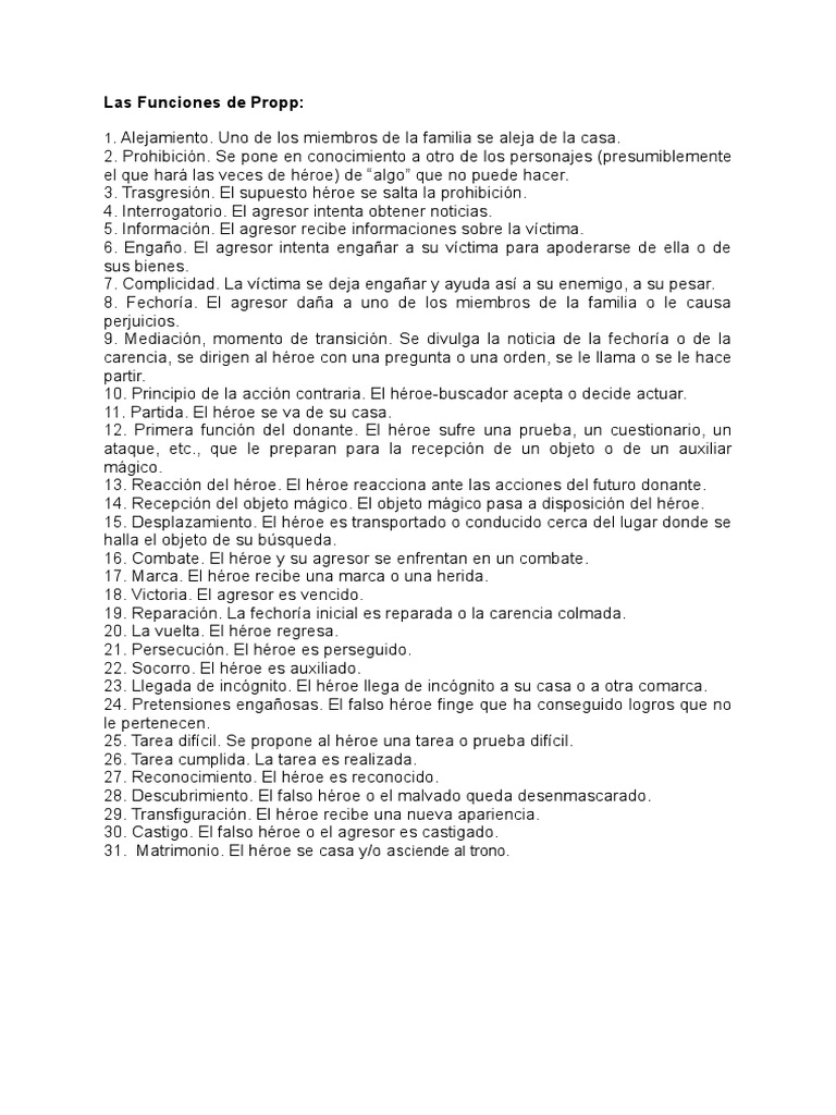 Las Funciones de Propp | PDF