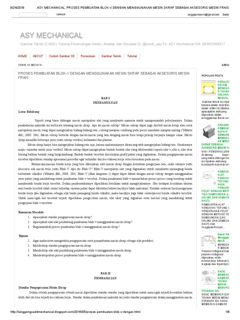Proses Pembuatan Blok-V dengan Mesin Skrap | PDF