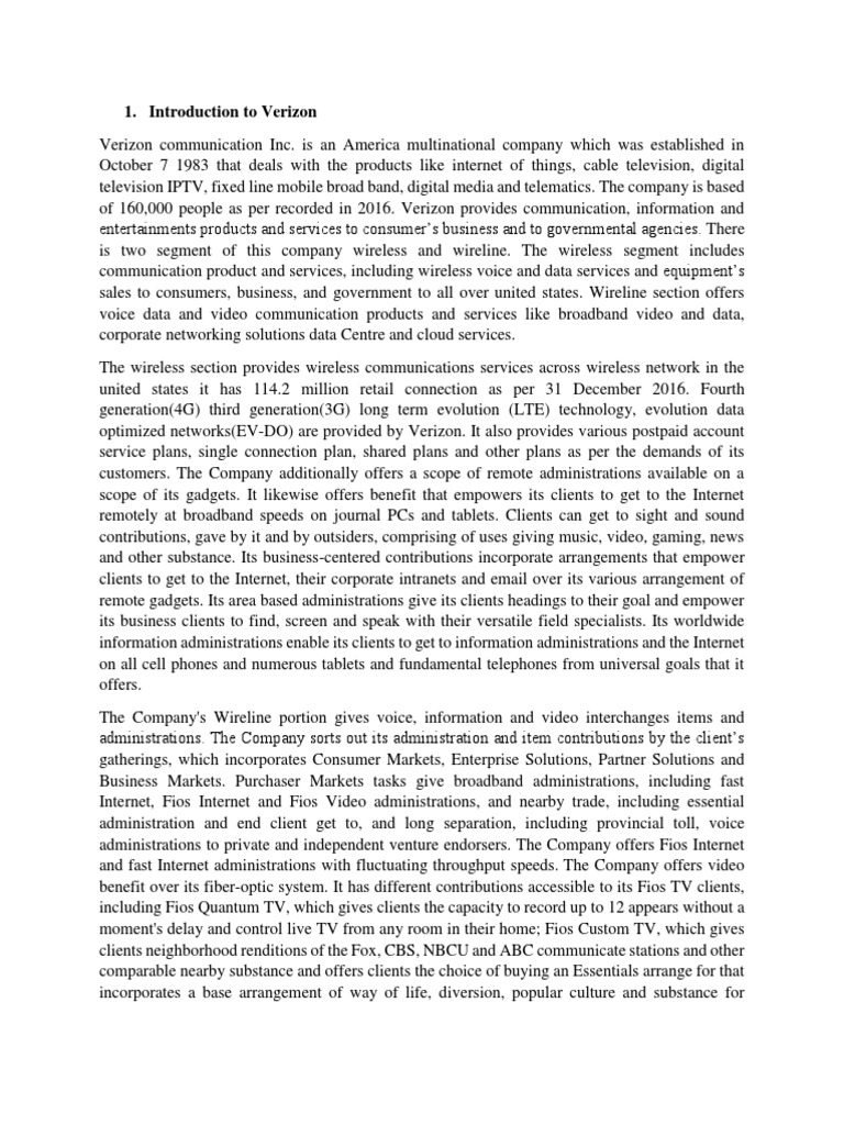 Introduction To Verizon | PDF | Verizon Communications | Internet