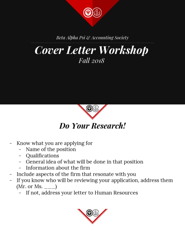 Fall 2018 - Cover Letter Workshop | PDF | Paragraph | Résumé