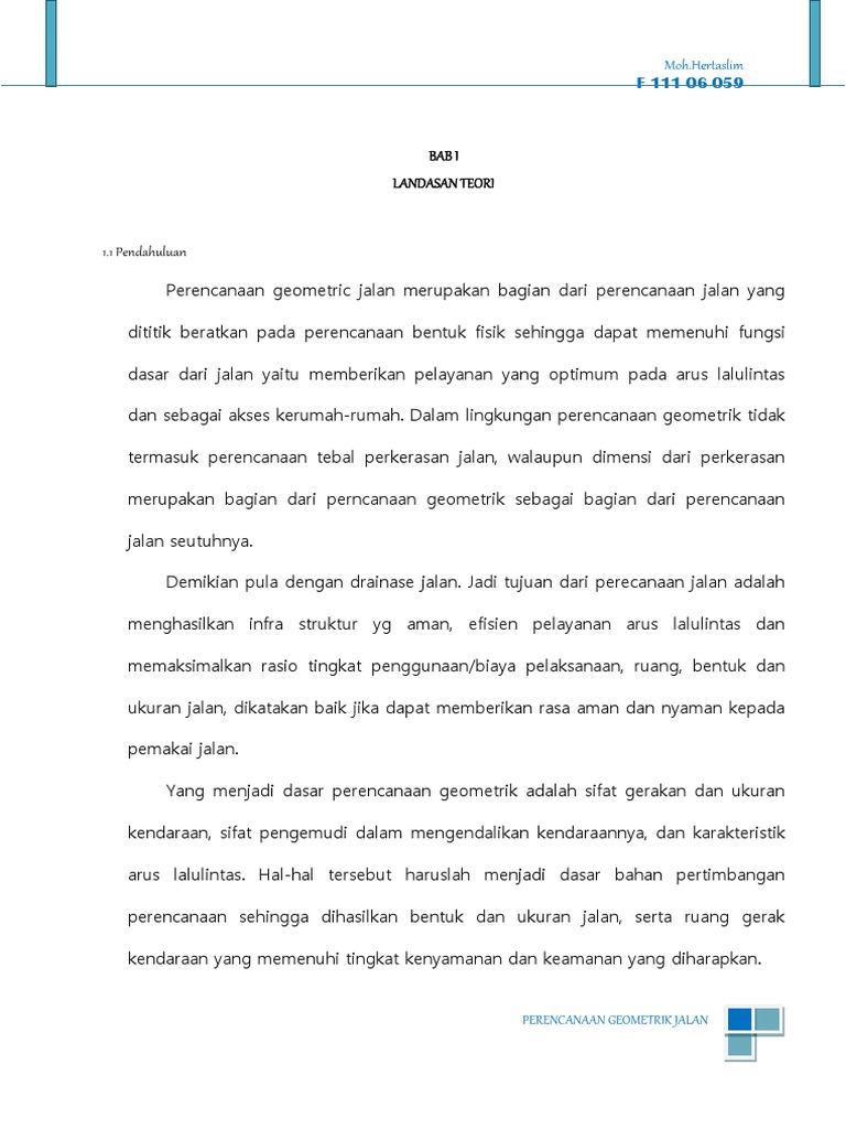 Perencanaan Geometrik Jalan yang Efisien | PDF