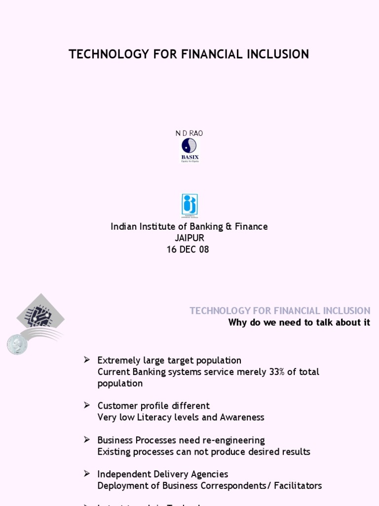 Technology For Financial Inclusion | PDF | Smart Card | Mobile Device