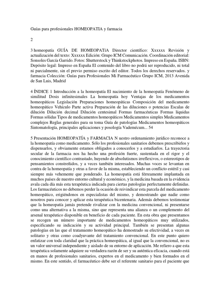 Guías para Profesionales HOMEOPATIA y Farmacia | PDF | Homeopatía | Medicamentos con receta