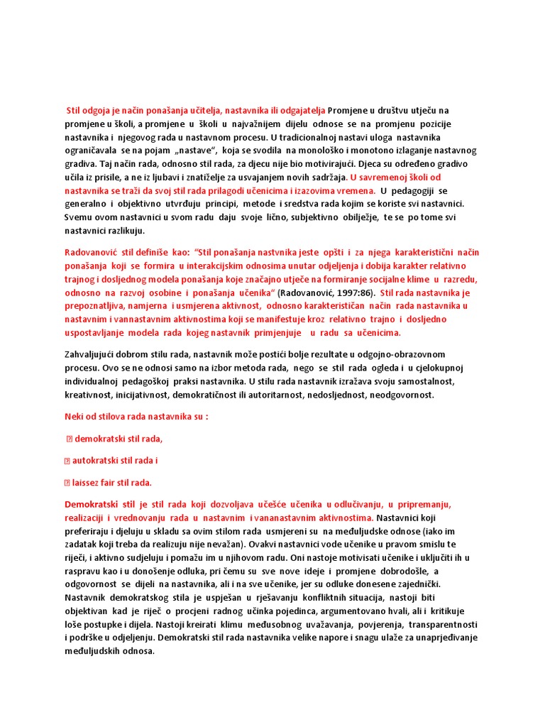 Nastavni Stilovi | PDF