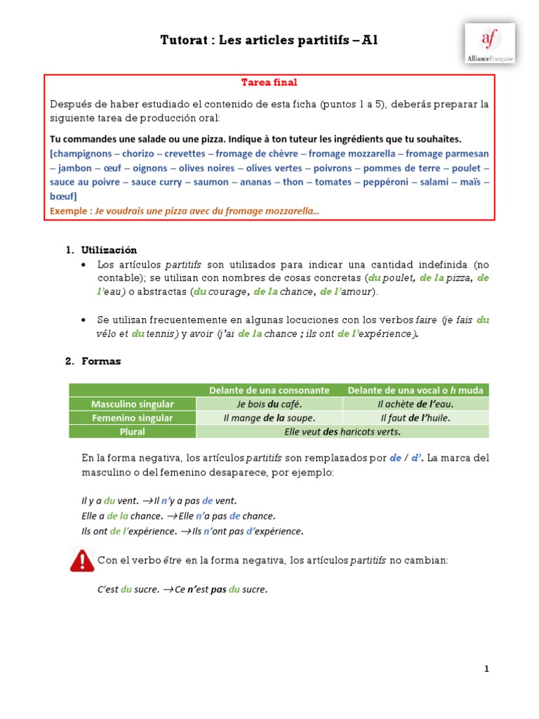 Les Articles Partitif | PDF | Typologie linguistique | Langues