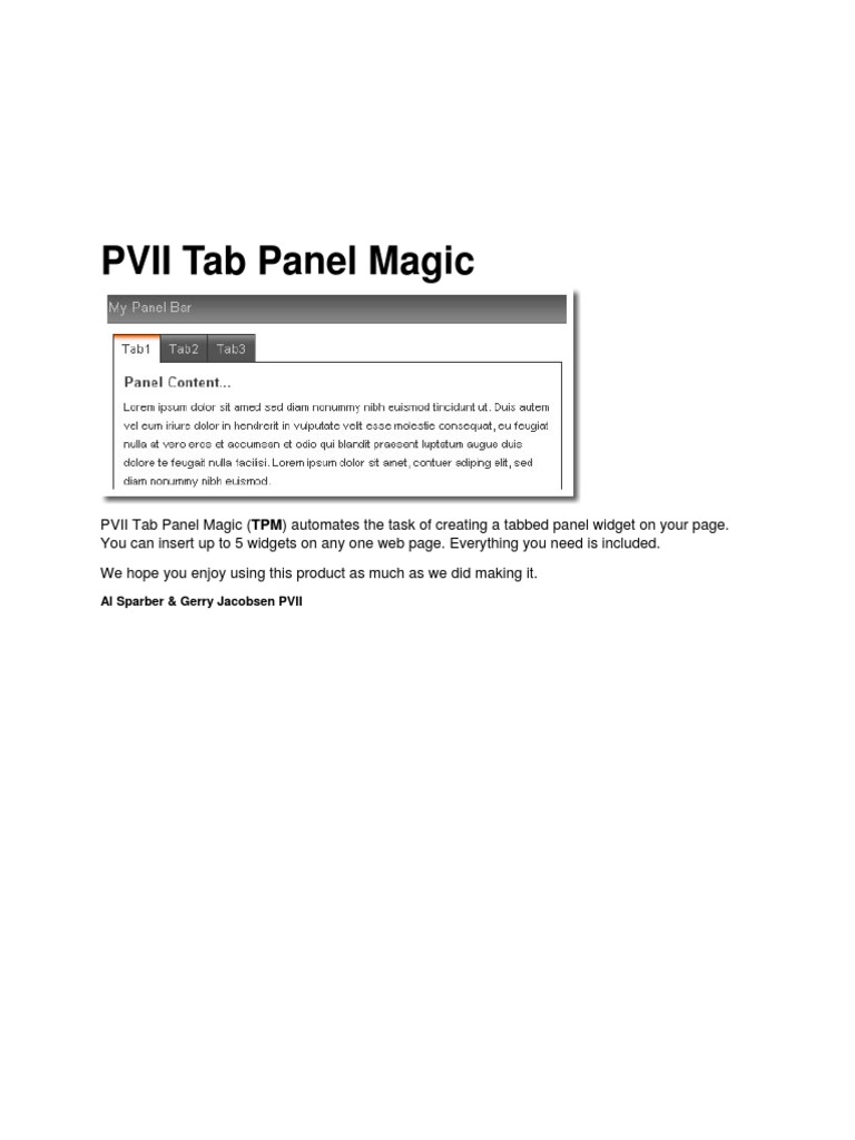 PVII Tab Panel Magic | PDF | Cascading Style Sheets | Tab (Gui)