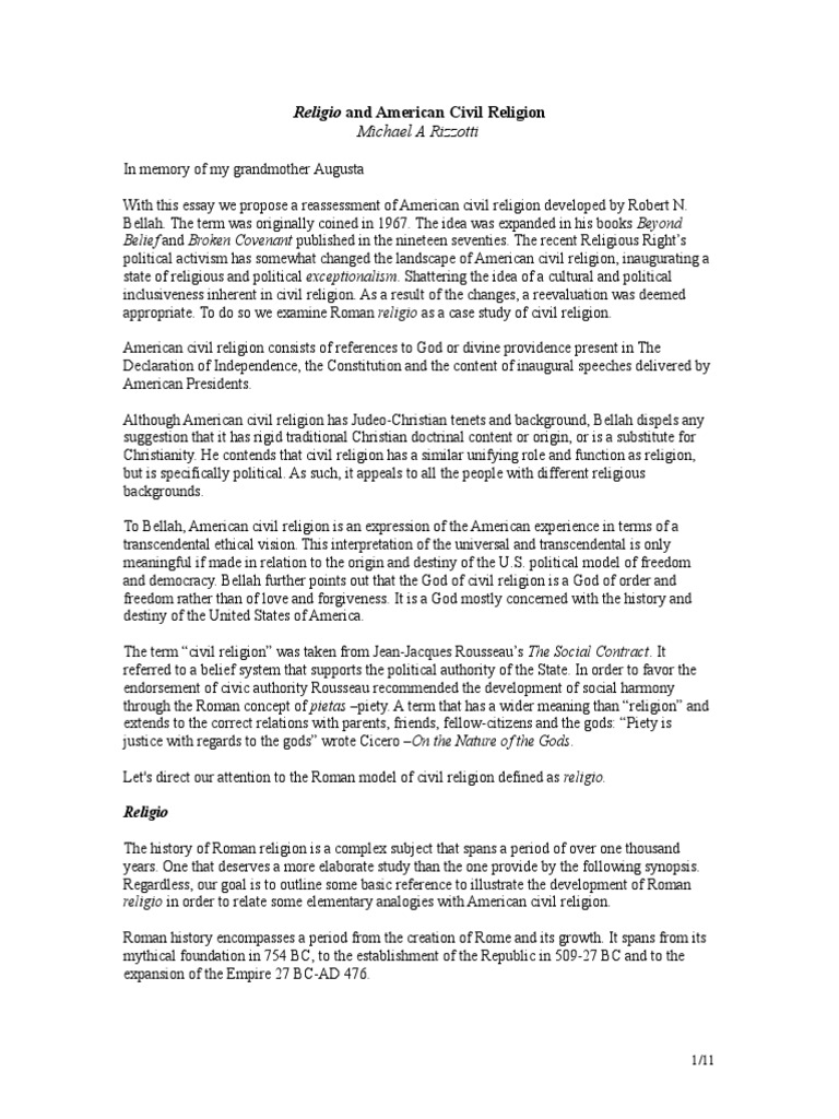Religio and American Civil Religion | PDF | Roman Empire | Janus