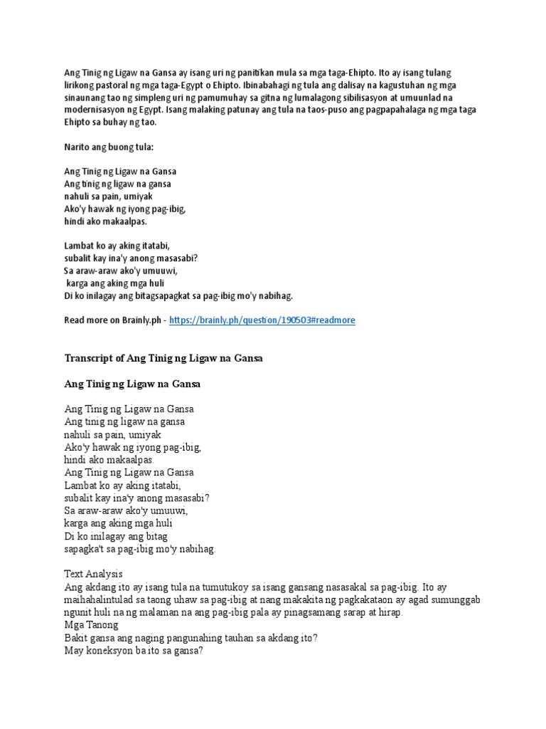 Ang Tinig NG Ligaw Na Gansa Ay Isang Uri NG Panitikan Mula Sa Mga Taga ...