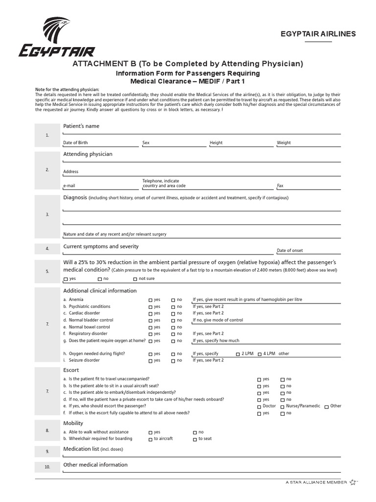 Information Form For Passengers Requiring Medical Clearance - MEDIF ...