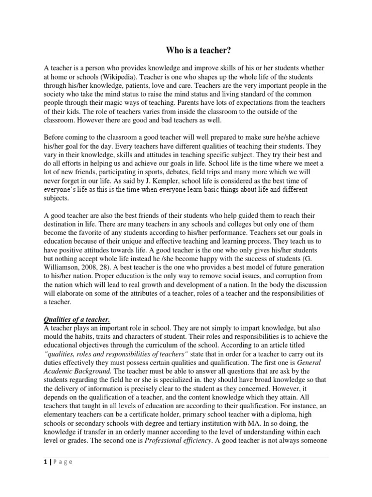 Who Is Teacher | PDF | Teachers | Leadership