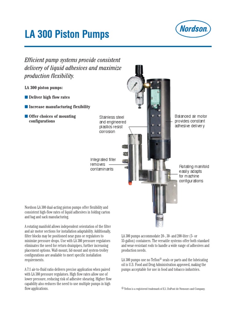 LA 300 Liquid Adhesive Piston Pumps | PDF | Pump | Piston