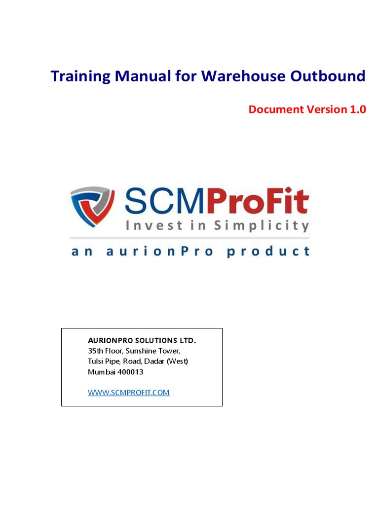 02 - Warehouse Outbound Manual Ver 1.0 | PDF | Microsoft Excel | Warehouse
