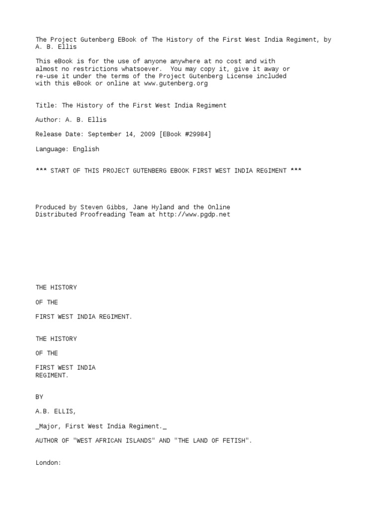 The History of The First West India Regiment | PDF | Military | Regiment