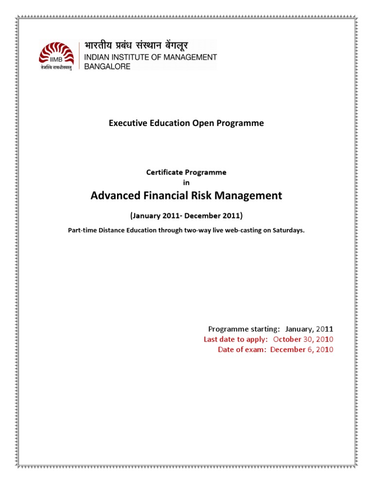 Advanced Financial Risk Management: Executive Education Open Programme ...