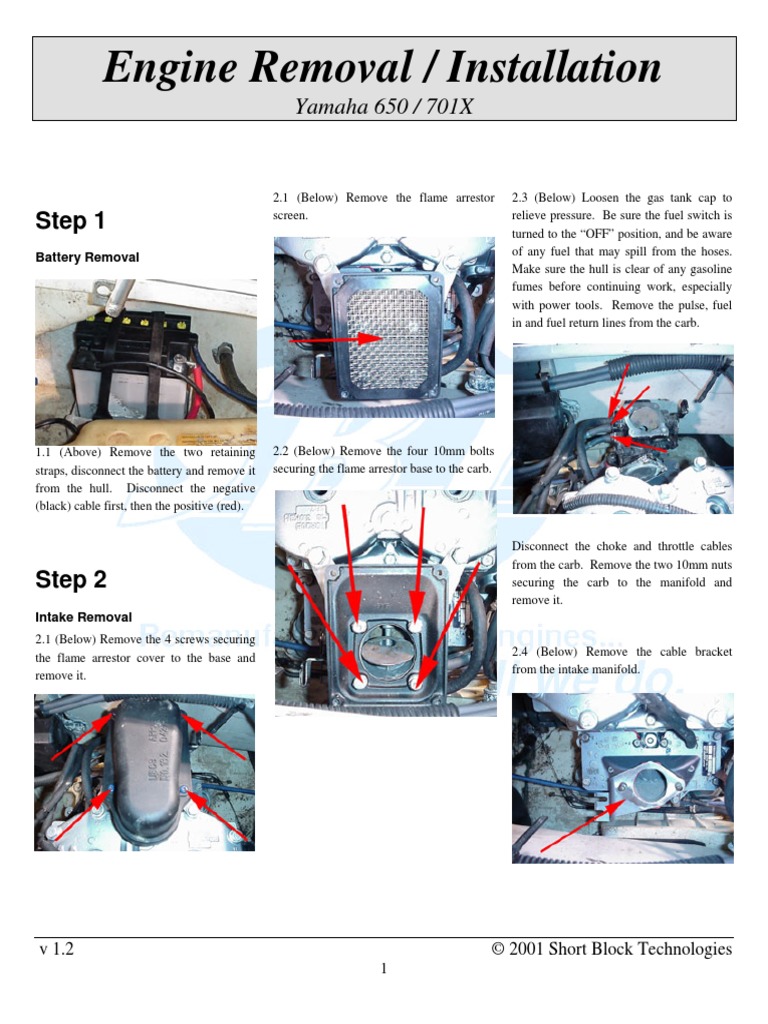 Engine Removal / Installation: Step 1 | PDF | Carburetor | Screw