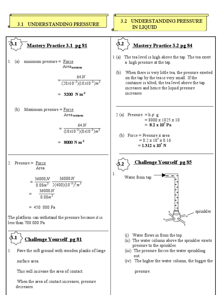 Forces and Pressure | PDF | Buoyancy | Pressure