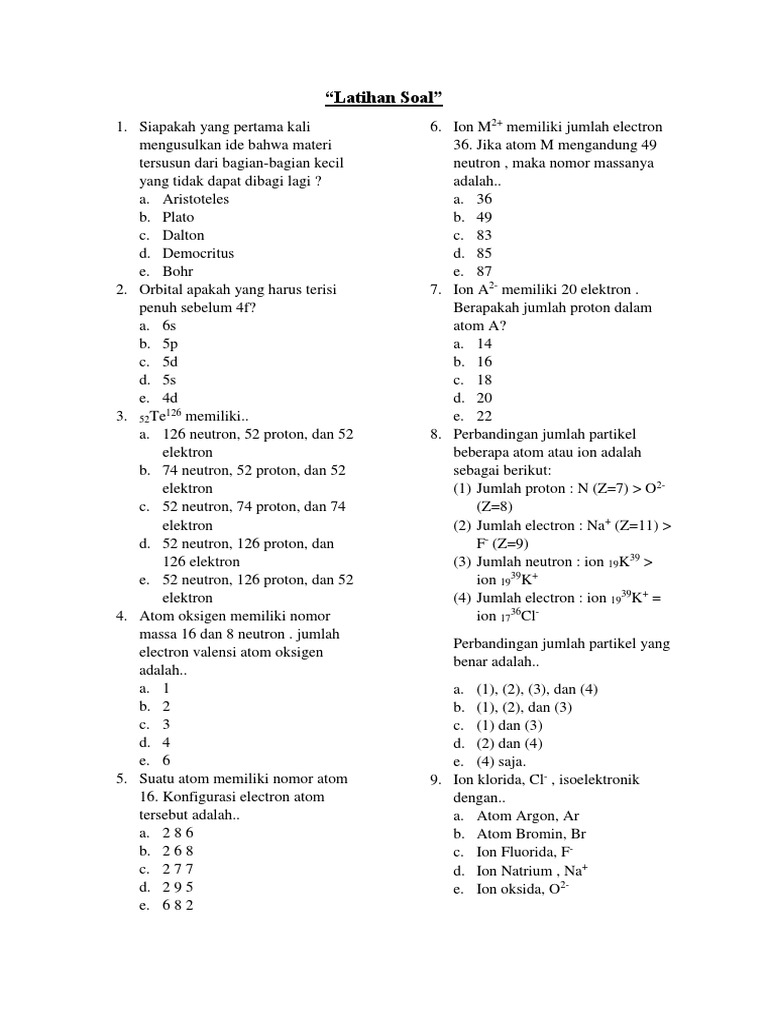 Latihan Soal ATOM | PDF