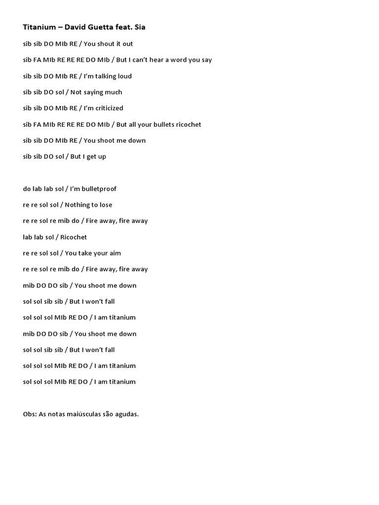 Titanium - David Guetta Feat. Sia | PDF