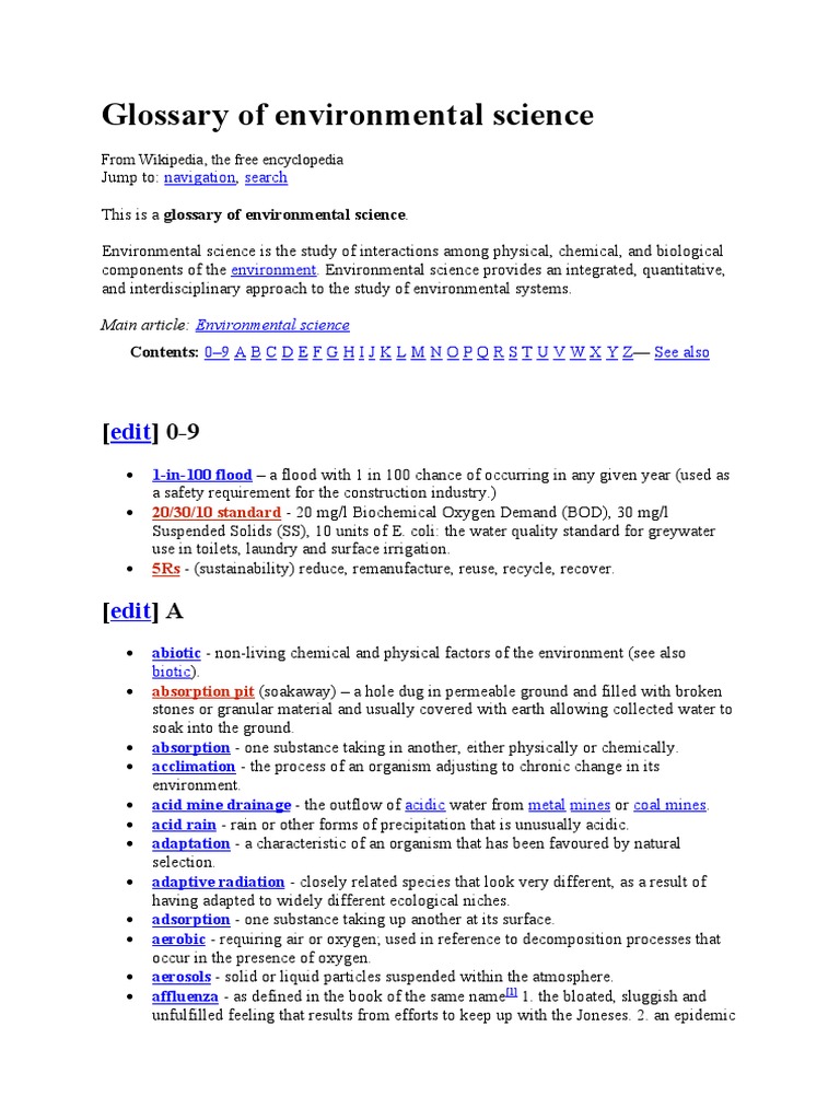 An Introduction to Environmental Science: Key Terms and Concepts | PDF ...