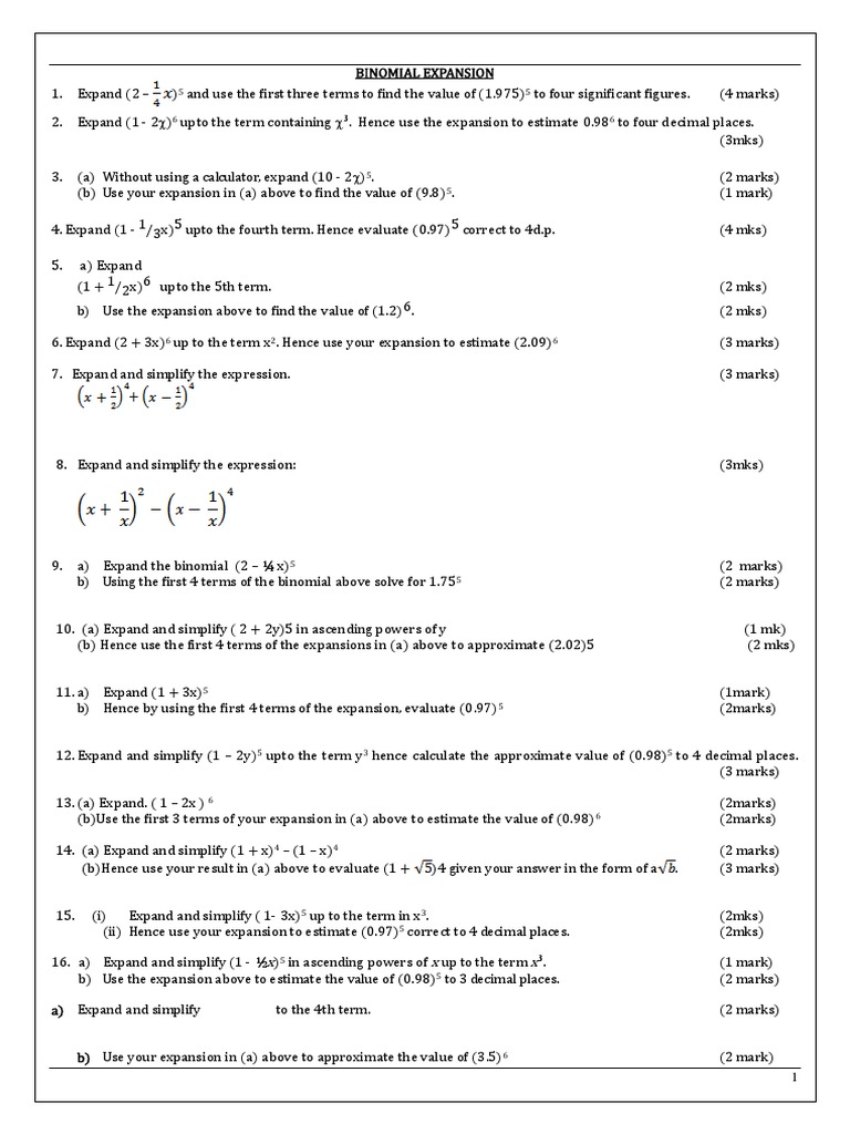 Topical Questions On Binomial Expansion | PDF | Discrete Mathematics ...