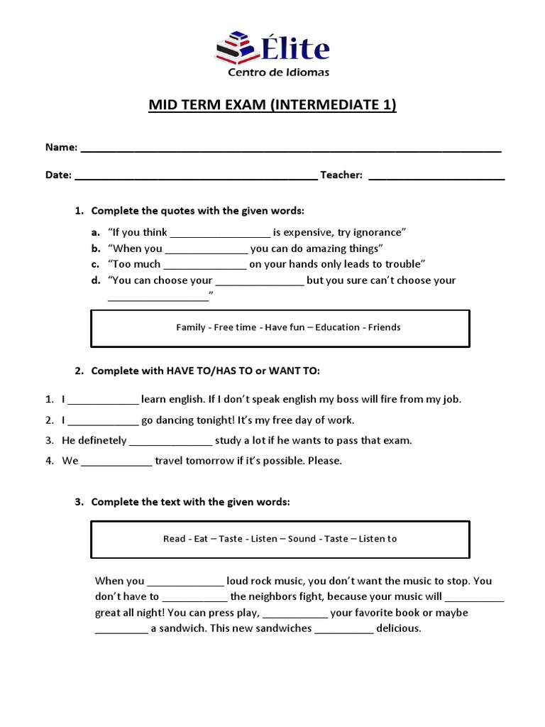 Midterm Intermediate 1 | PDF