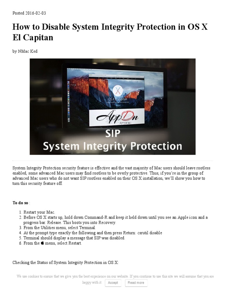 How To Disable System Integrity Protection in Mac OS X El Capitan ...