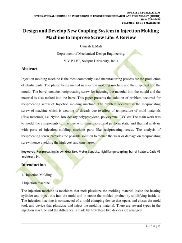Injection Molding Screw Design Review | PDF | Machines | Deformation ...