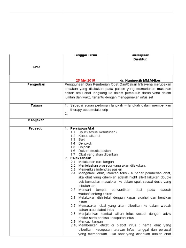 Prosedur Pemberian Obat Drip Intravena | PDF | Sains & Matematika