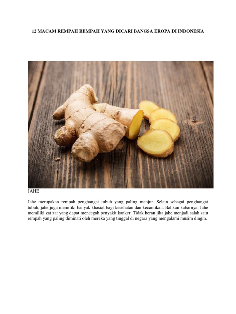 12 Macam Rempah Rempah Yang Dicari Bangsa Eropa Di Indonesia | PDF