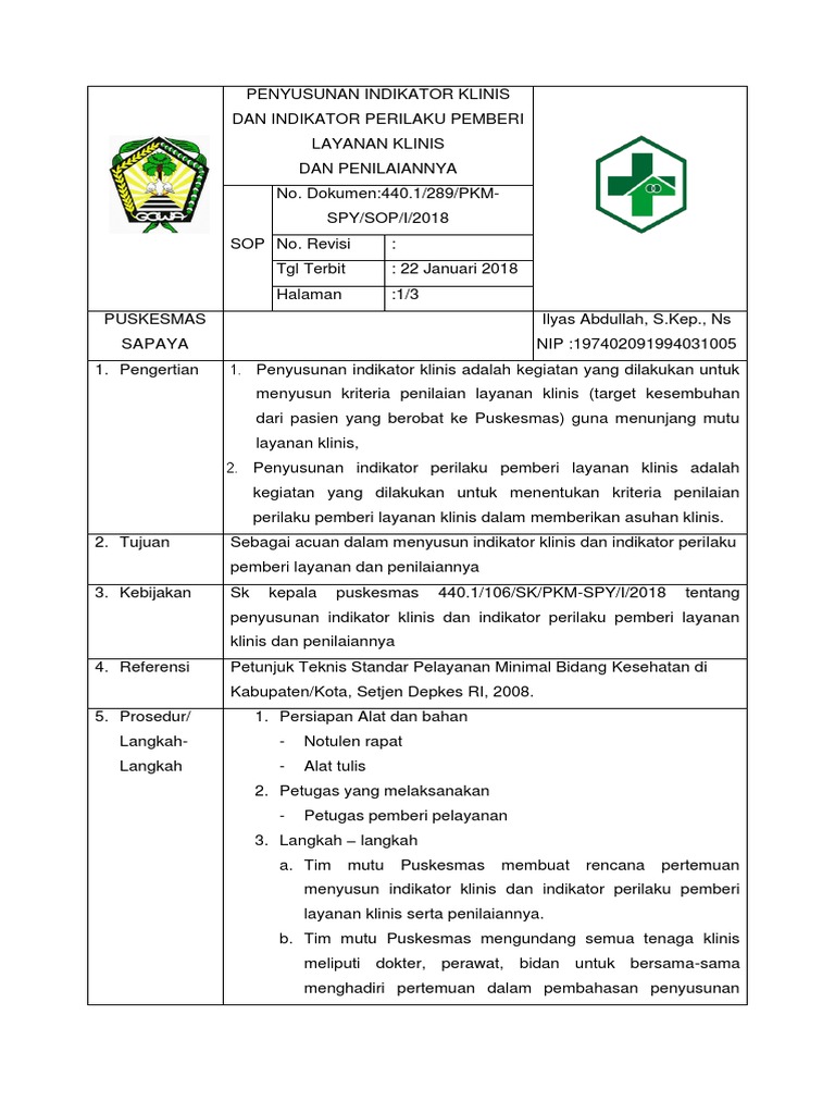Indikator Klinis dan Perilaku Puskesmas | PDF