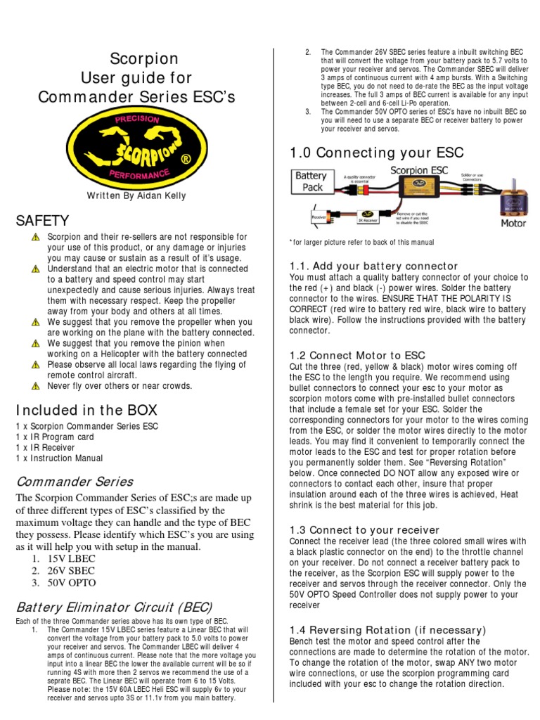 Scorpion Esc Manual | PDF | Electrical Connector | Amplifier