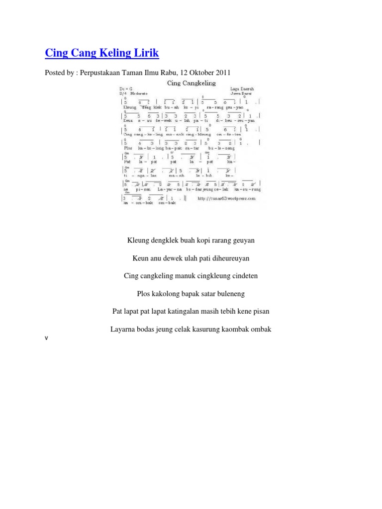 Cing Cang Keling Lirik | PDF