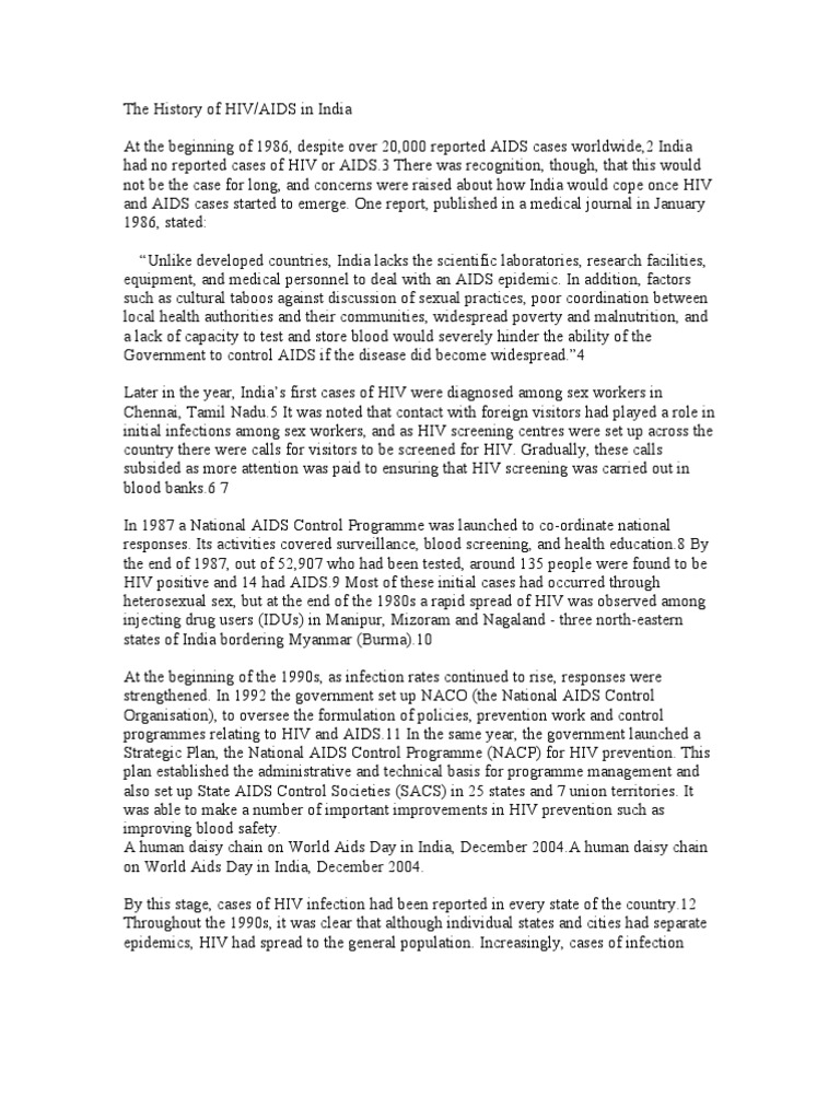 HIV/AIDS History in India | PDF | Prevention Of Hiv/Aids | Hiv/Aids