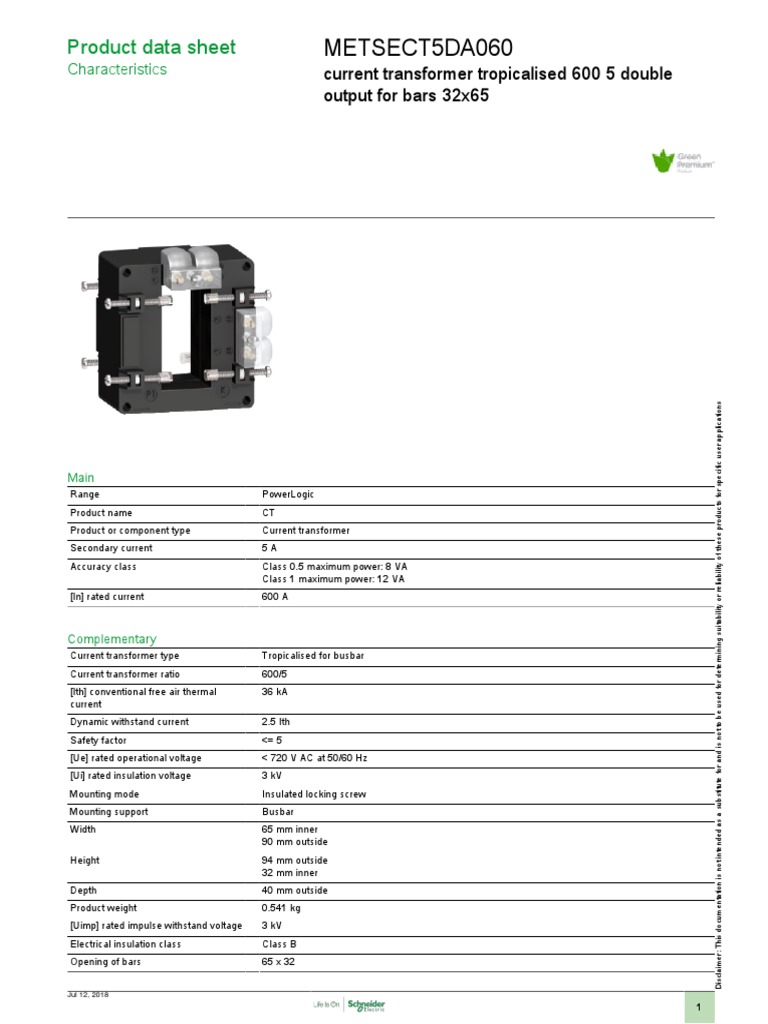 Acti 9 Iem3000 - Metsect5da060 | PDF | Transformer | Power Engineering