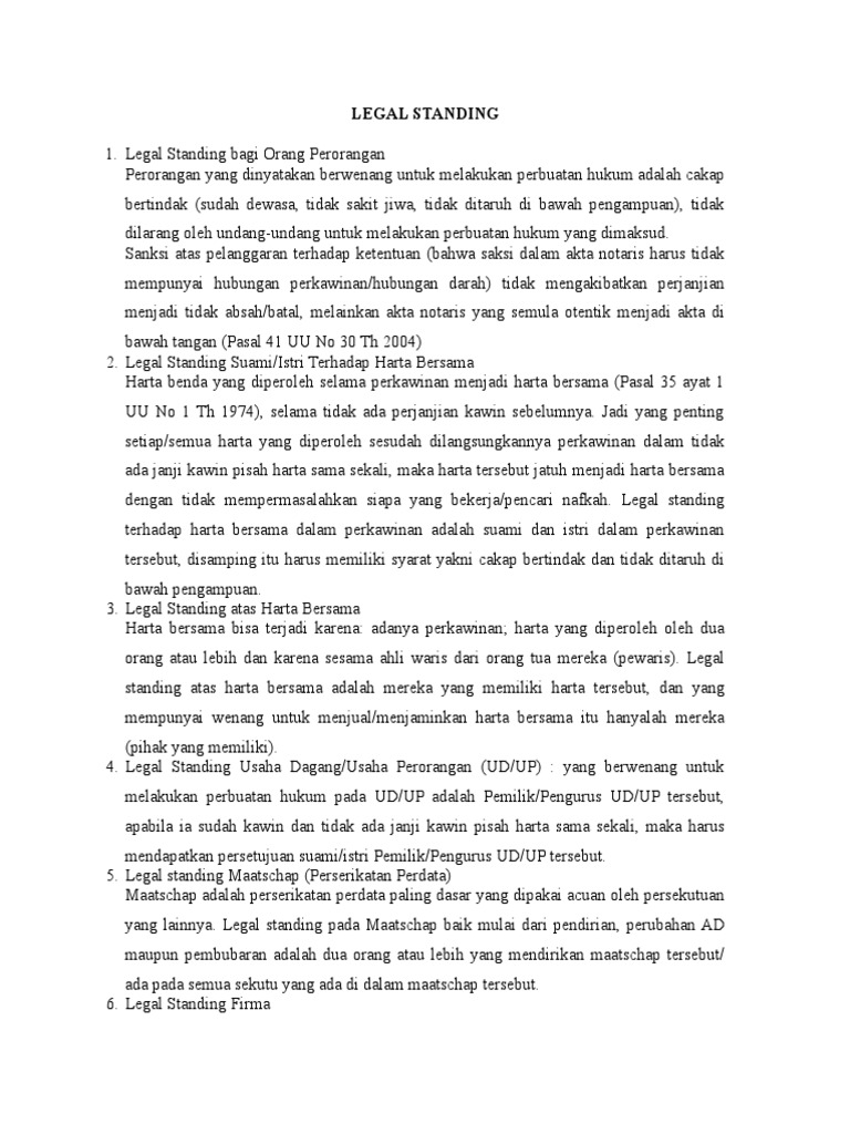 Definisi dan Contoh Legal Standing | PDF | Hukum