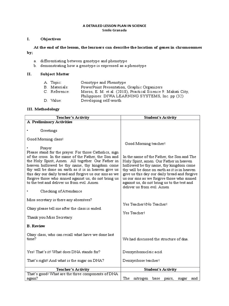 Lesson Plan 3rd Demo | PDF | Dominance (Genetics) | Zygosity