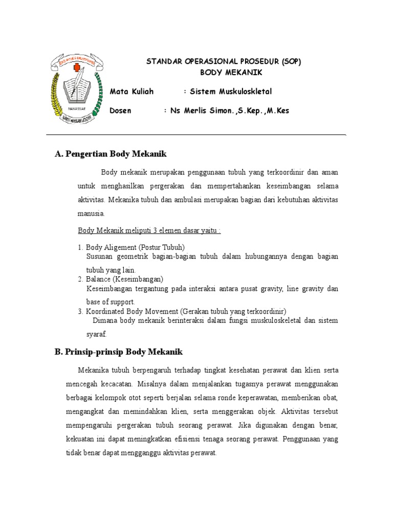 Sop Body Mekanik | PDF