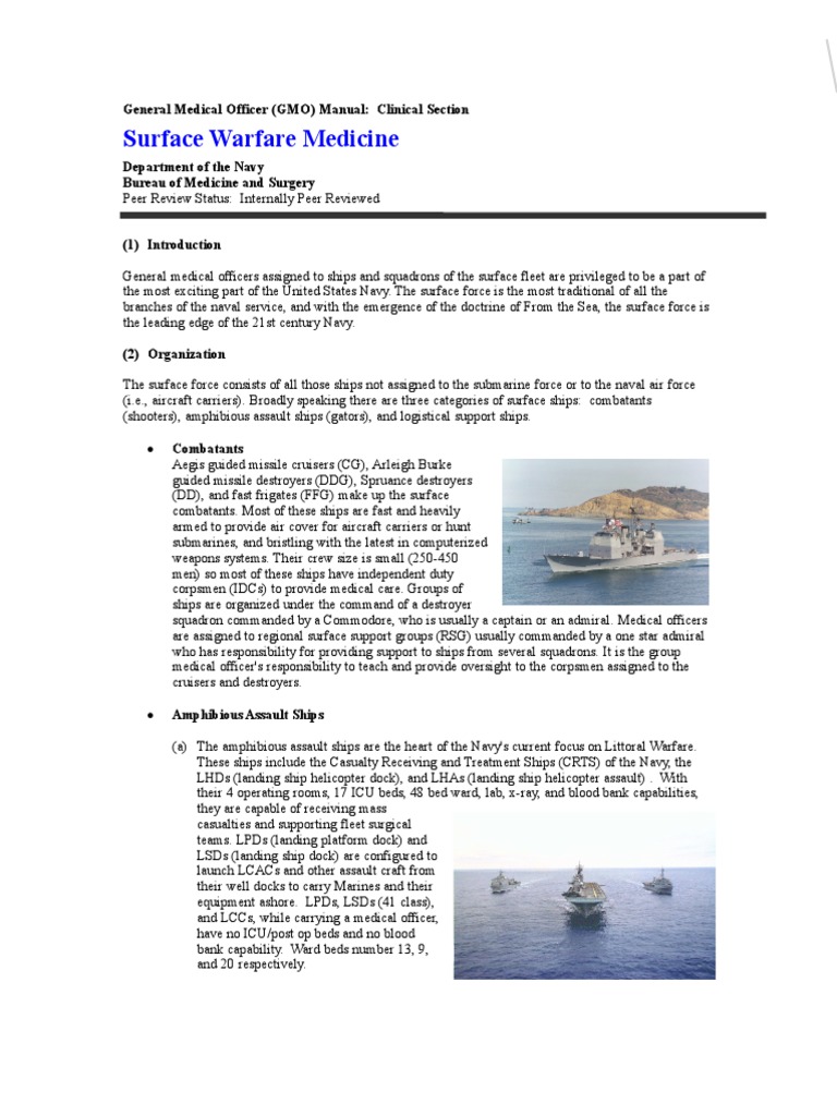Surface Warfare Medicine: General Medical Officer (GMO) Manual ...