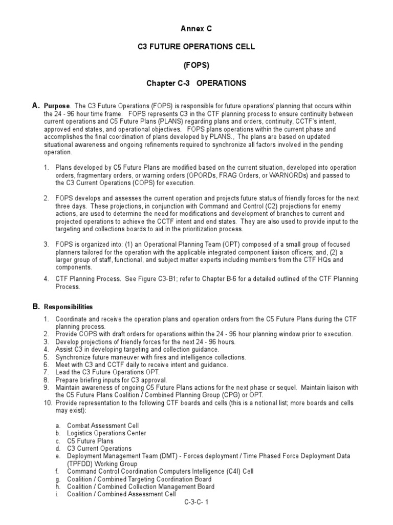Annex C C3 Future Operations Cell (FOPS) Chapter C-3 OPERATIONS A | PDF ...